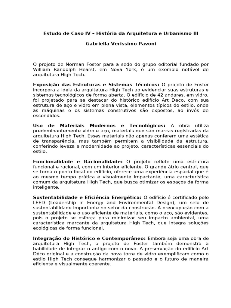 Estudo de Caso IV - História Da Arquitetura e Urbanismo III | PDF