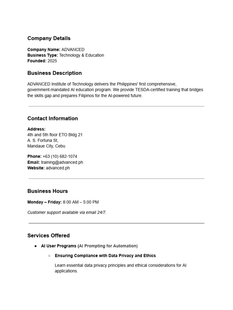 (Sample) Company Details | PDF