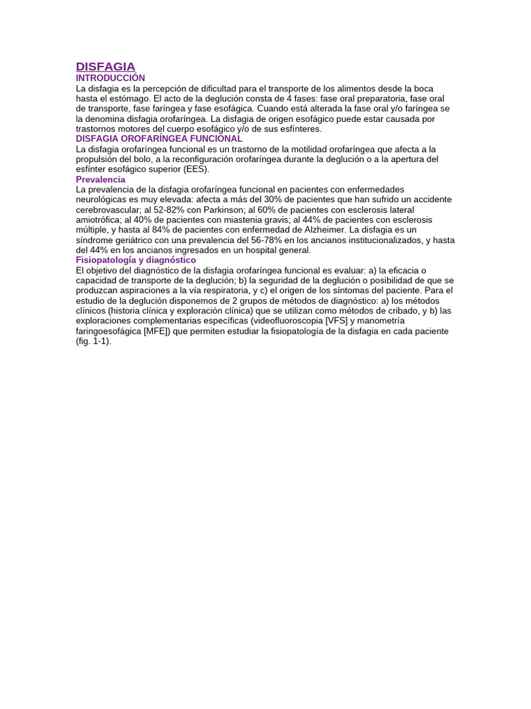 DISFAGIA | PDF | Esófago | Medicina CLINICA