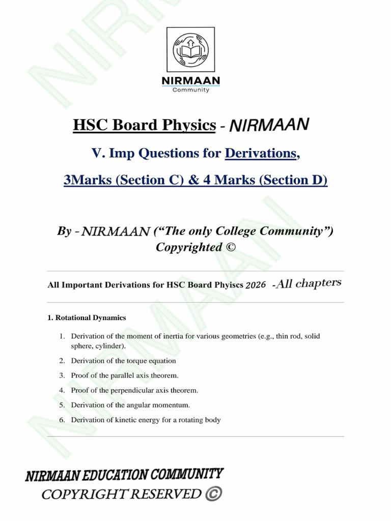 Physics Derivations | PDF