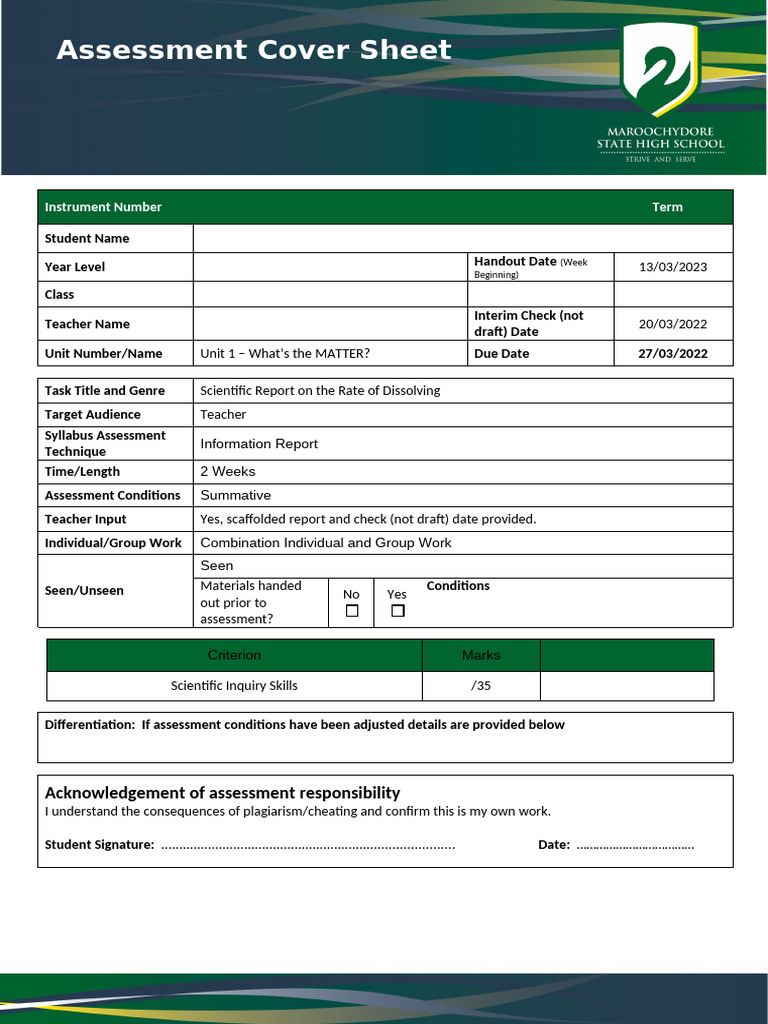 2023 Term 1 Student Experiment Yr8 | PDF