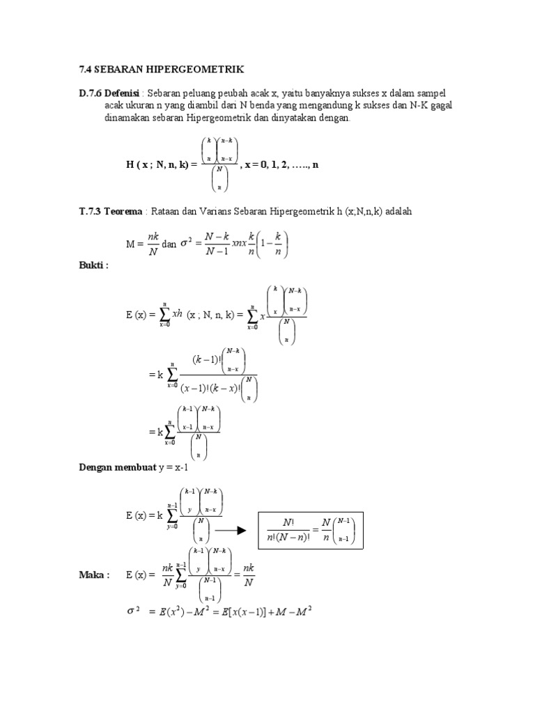 Sebaran Hipergeometrik | PDF