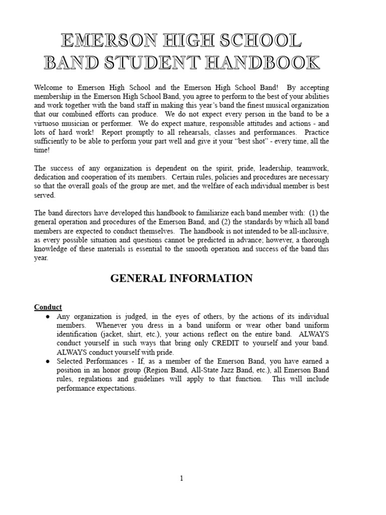 EHS Band Handbook 2025-2026.docx (1) 2 | PDF