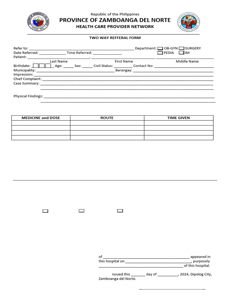 Two Way Referral Form Final | PDF | Medical Specialties | Social Programs