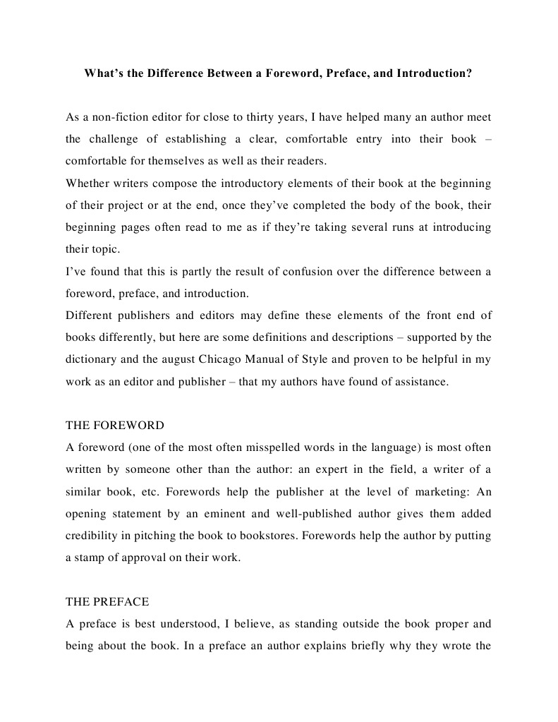 What’s the Difference Between a Foreword, Preface, and Introduction ...