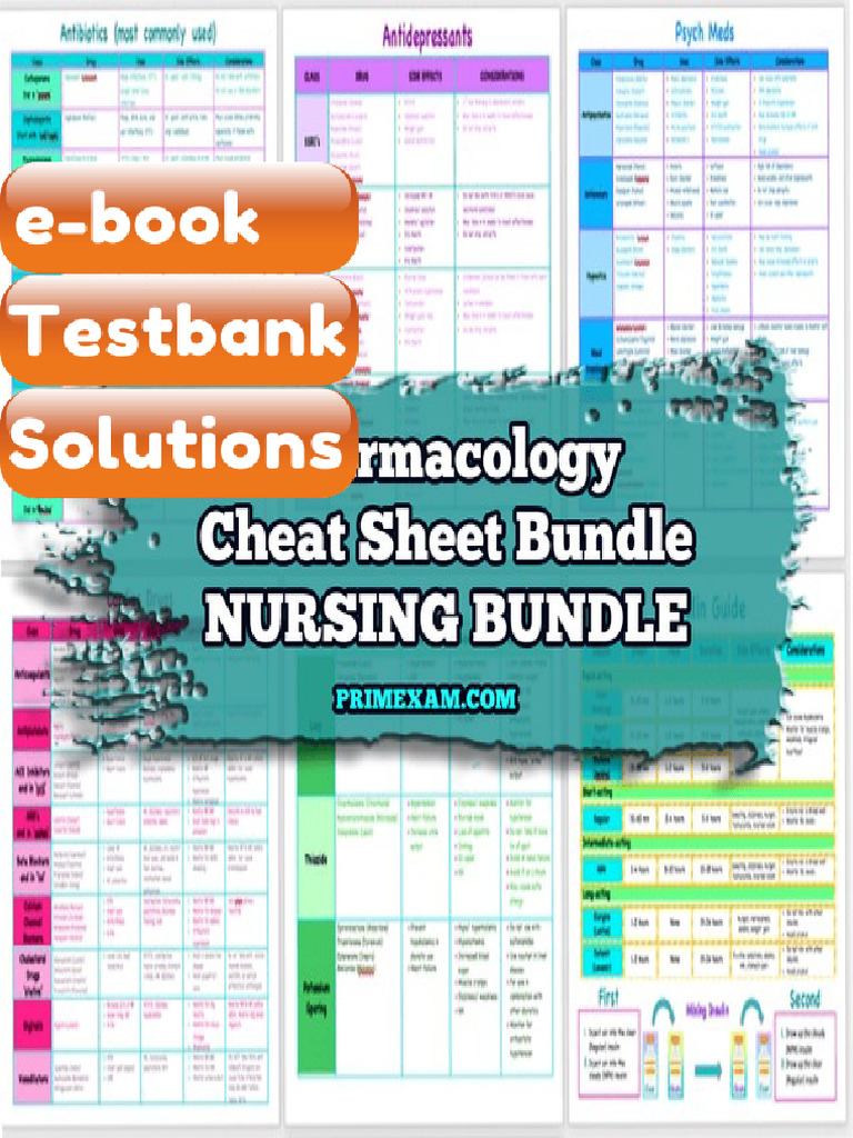 Ebook & Testbank Pharmacology Cheat Sheet Bundle NURSING BUNDLE | PDF ...
