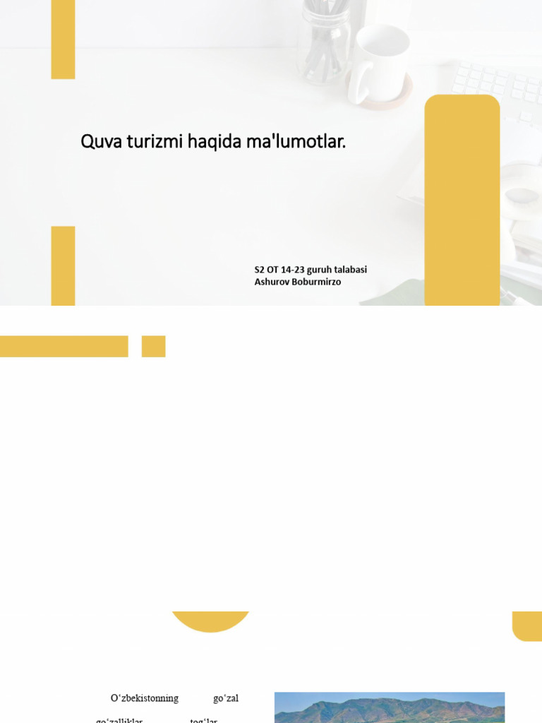 Quva Turizmi Haqida Ma'Lumotlar. | PDF