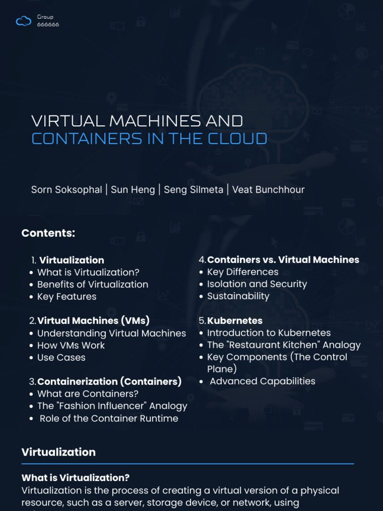 Group 6-Virtual Machines and Containers in The Cloud | PDF
