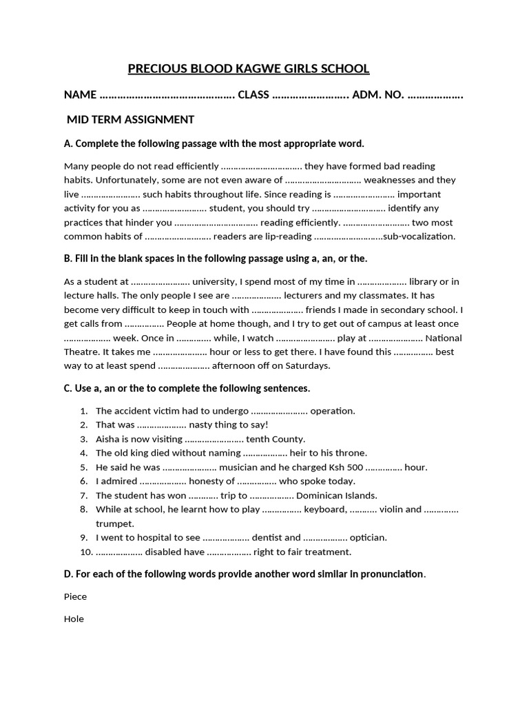 Form 1 t1 2022 Midterm Assignment | PDF