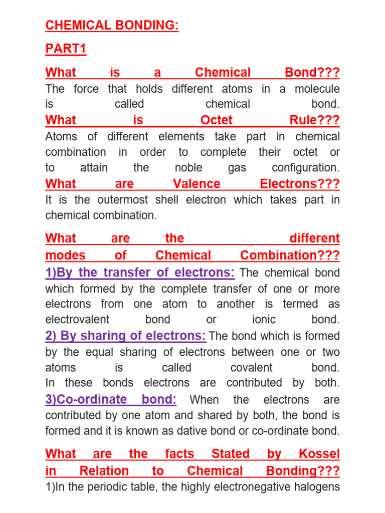Chapter 3 Chemical Bonding Part1 | PDF | Ionic Bonding | Chemical Bond