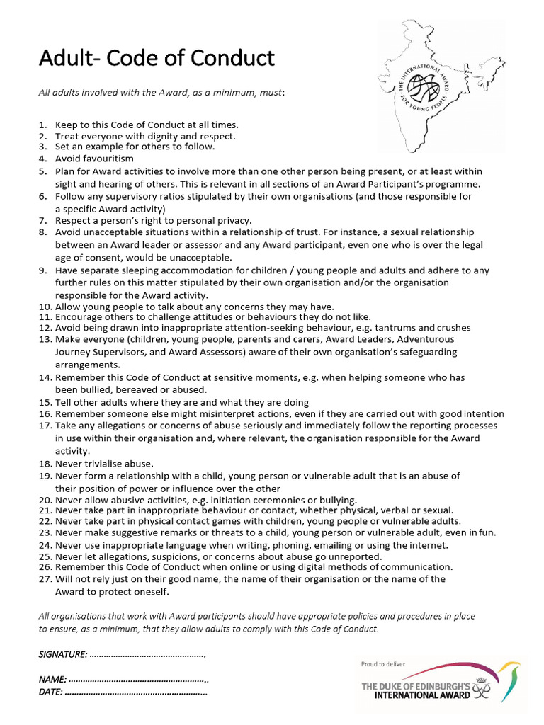 Adult Code of Conduct | PDF