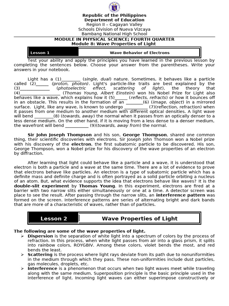 Module8 Wave Property of Light | PDF | Gravity | General Relativity
