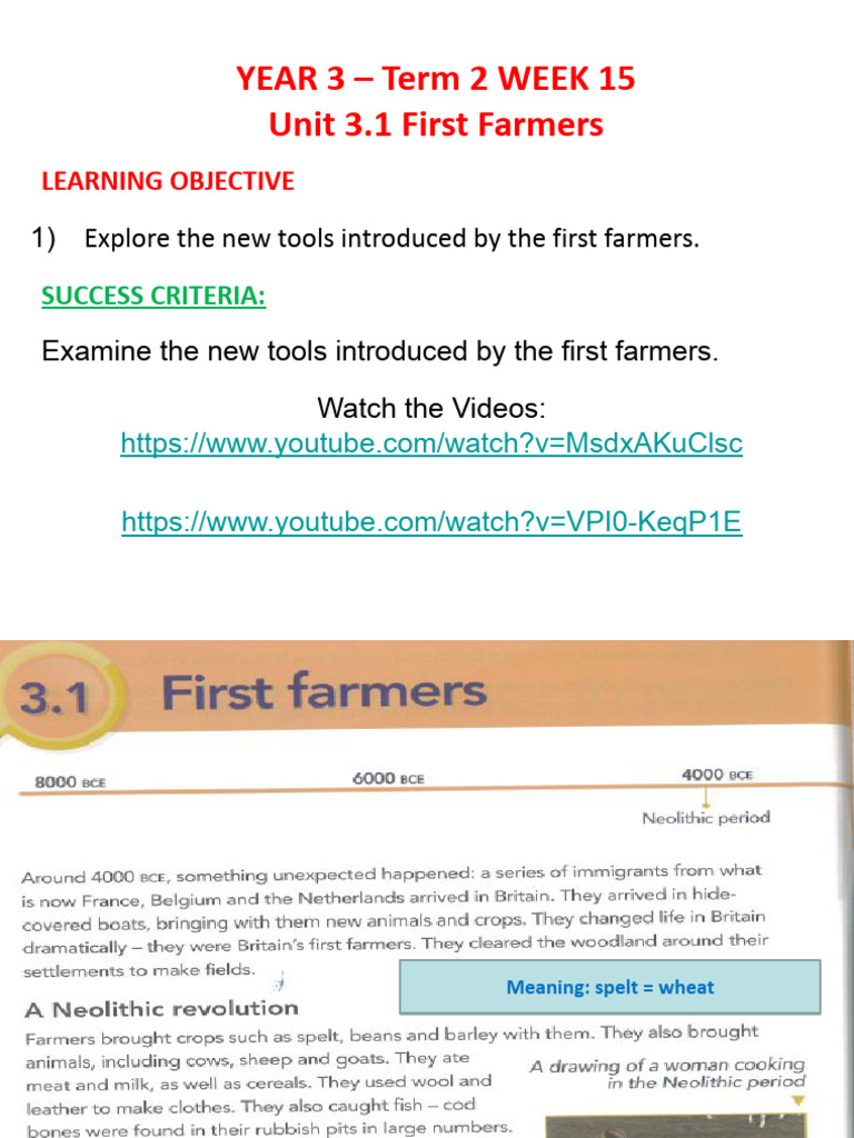 YEAR 3 - UNIT 3.1 - First Farmers Jan 2026 | PDF