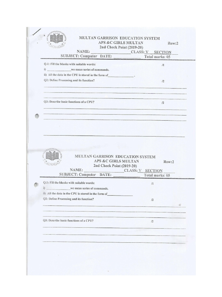 Class V Check Point Papers | PDF