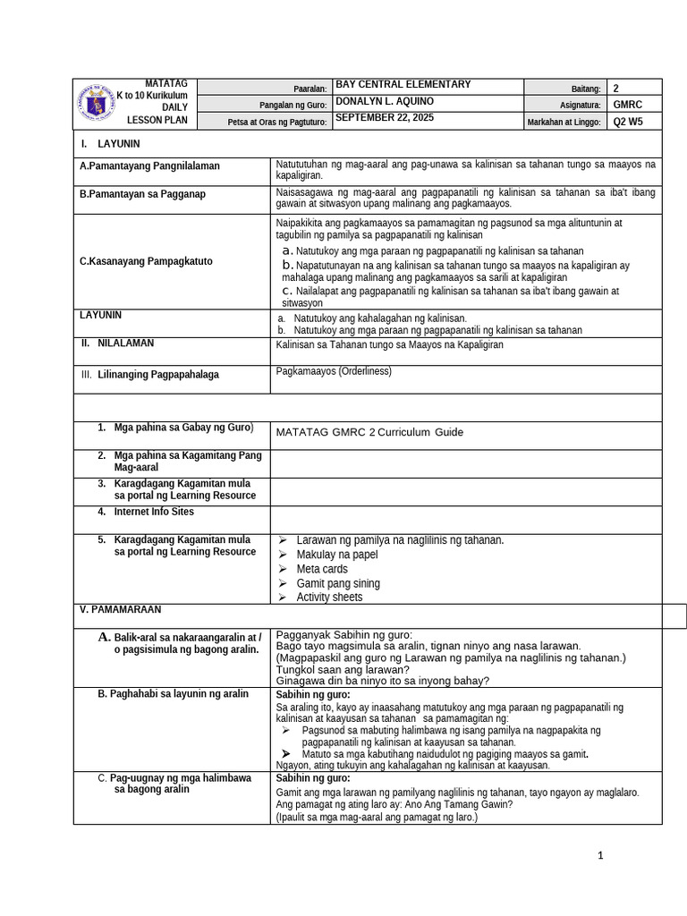 DLP GMRC q2w5 | PDF