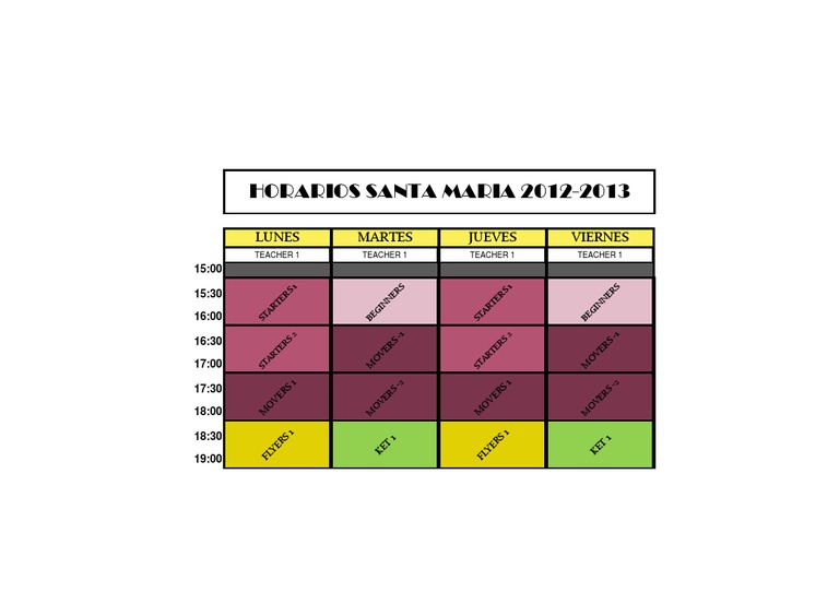 Santa María Class Schedule 2012-2013 | PDF
