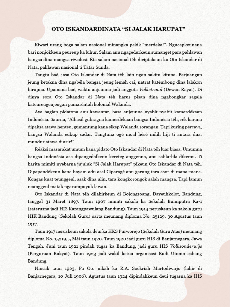 Biografi Oto Iskandardinata | PDF