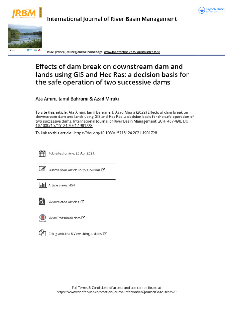 Effects of Dam Break On Downstream Dam and Lands Using GIS and Hec Ras ...