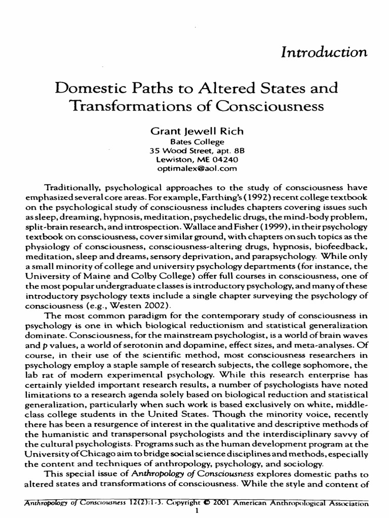 Domestic Paths To Altered States and Transformatio | PDF | Psychology ...
