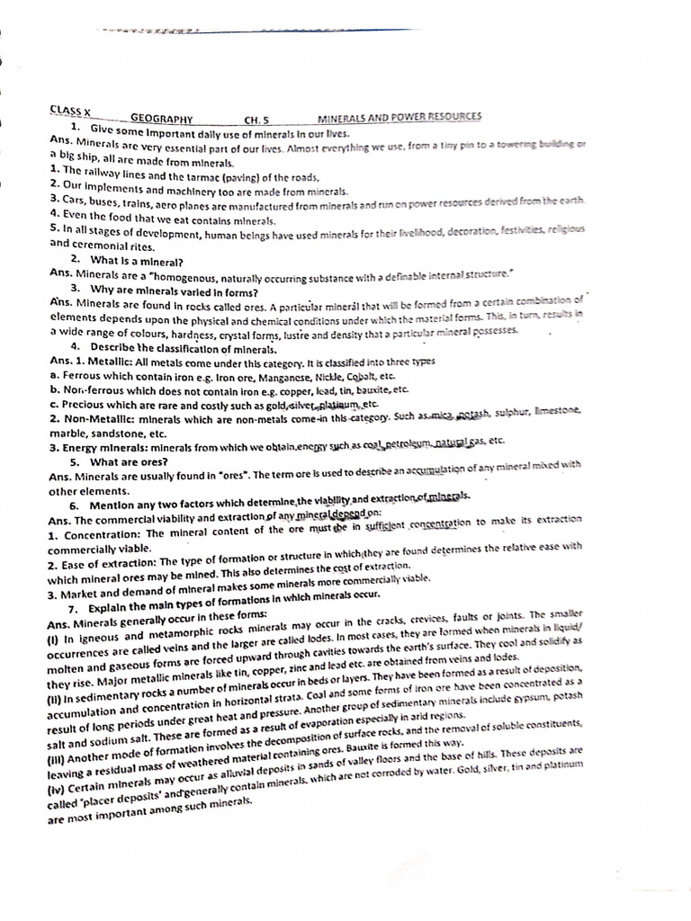 Minerals and Energy Resources | PDF
