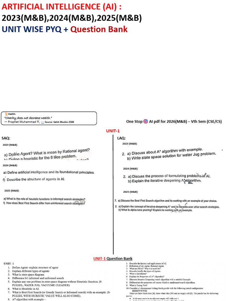 Ai Unit Wise Pyq | PDF