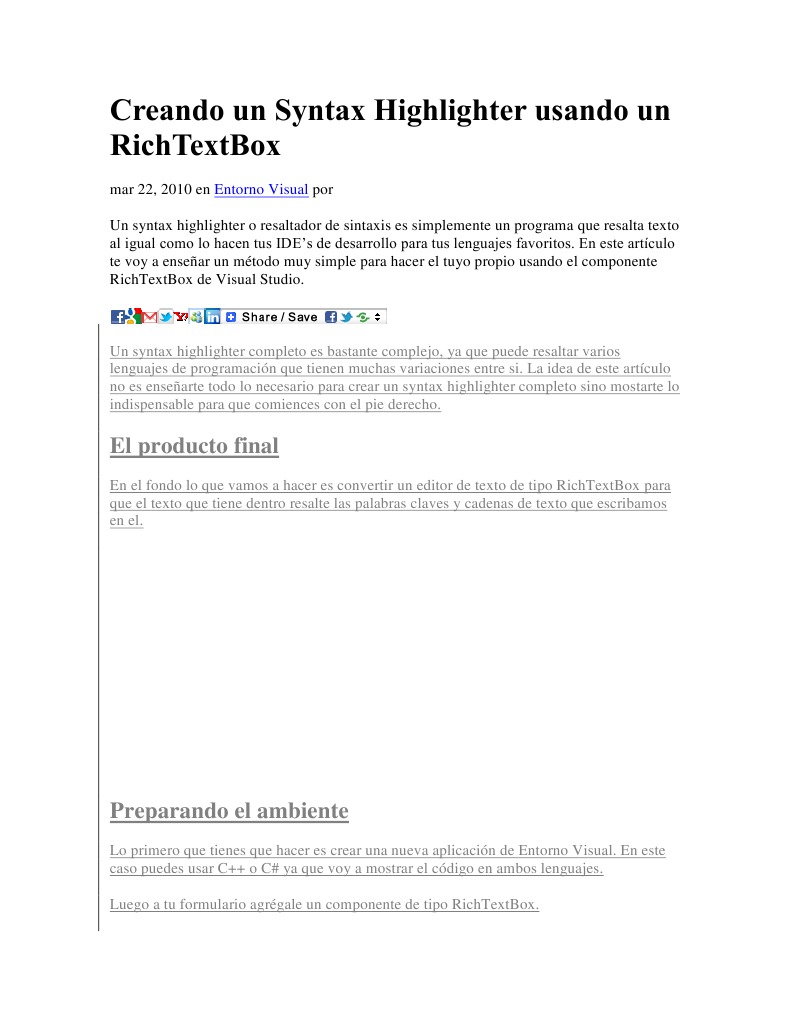 Creando Un Syntax Highlighter Usando Un RichTextBox | PDF | C ++ | C Sharp (lenguaje de ...