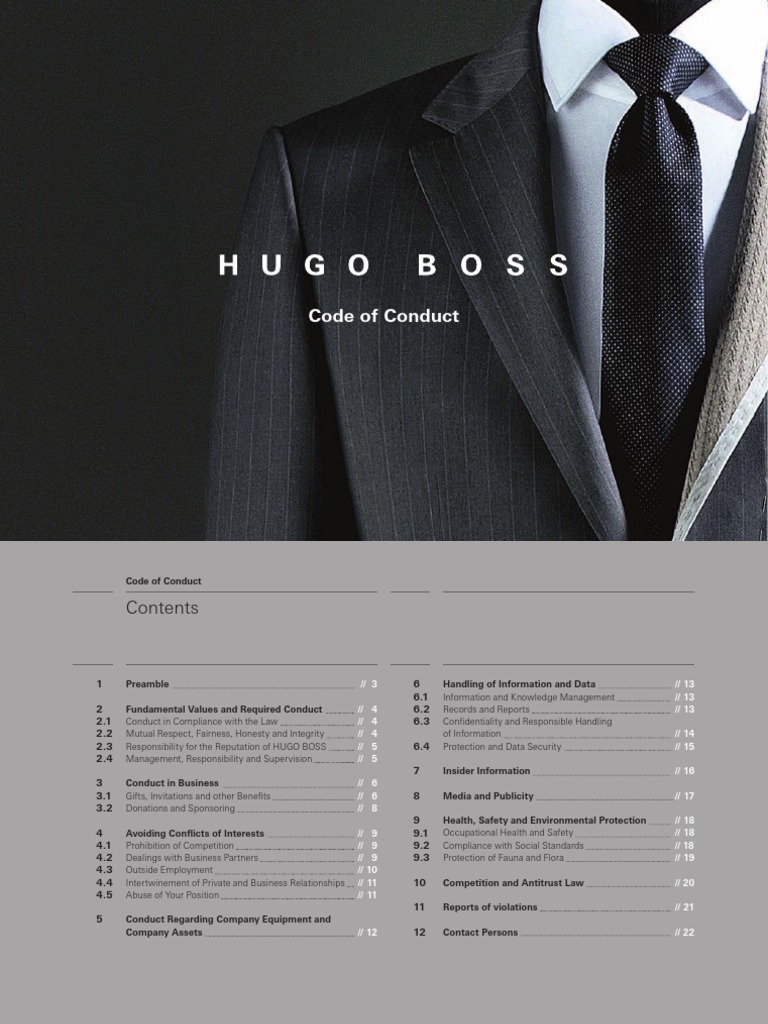 HUGO BOSS Code of Conduct | PDF | Insider Trading | Employment