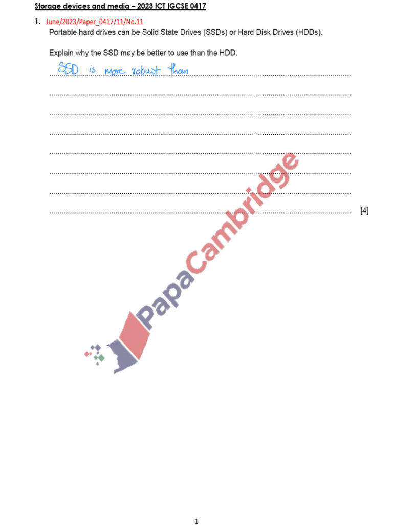 2023 Storage Devices and Media IGCSE ICT 0417 | PDF