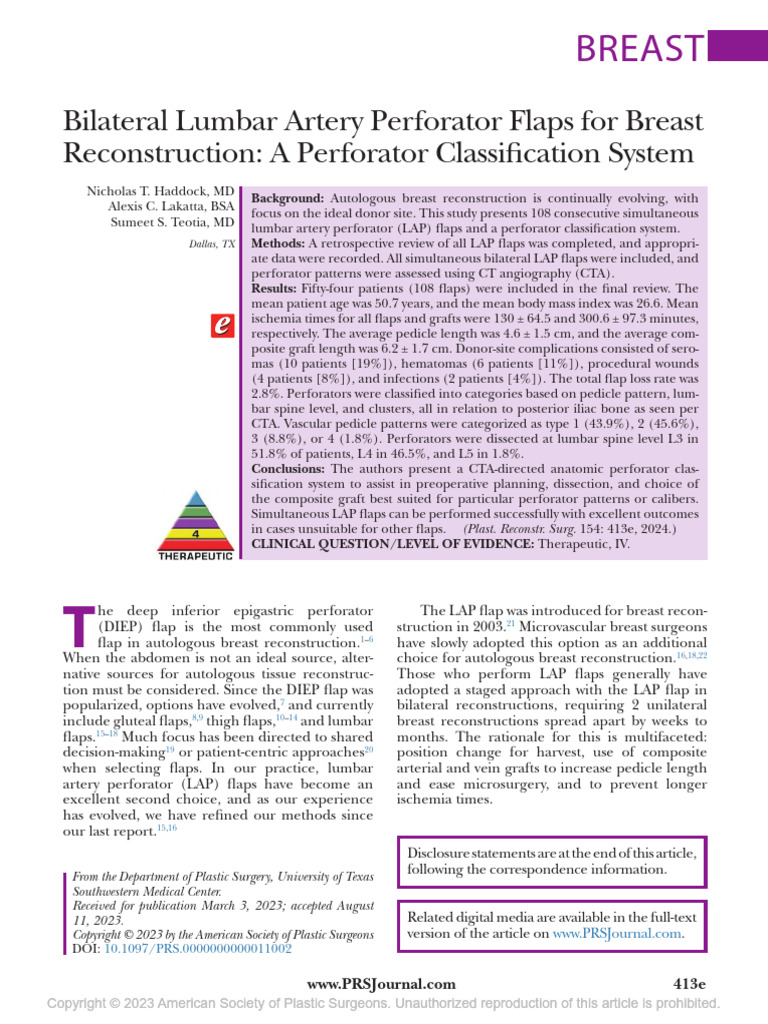 Bilateral Lumbar Artery Perforator Flaps For.5 | PDF | Clinical ...