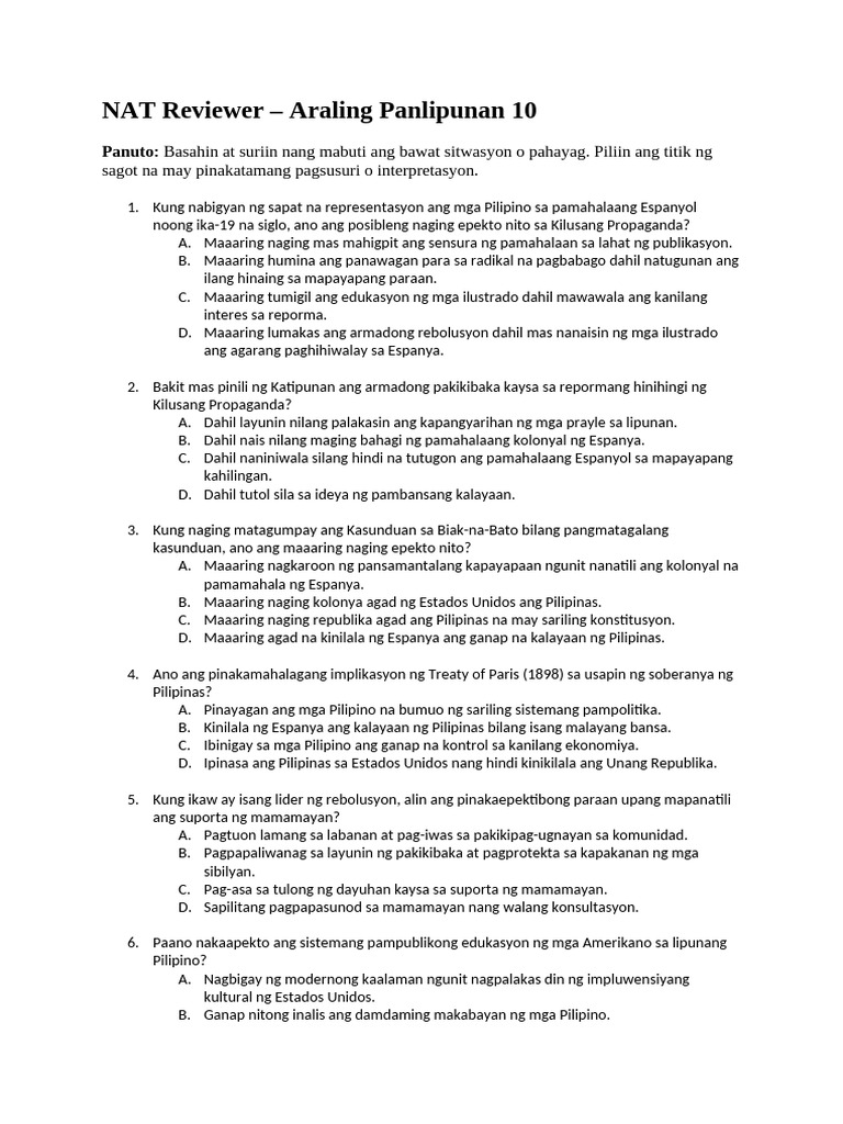 NAT Reviewer V2 B Student | PDF