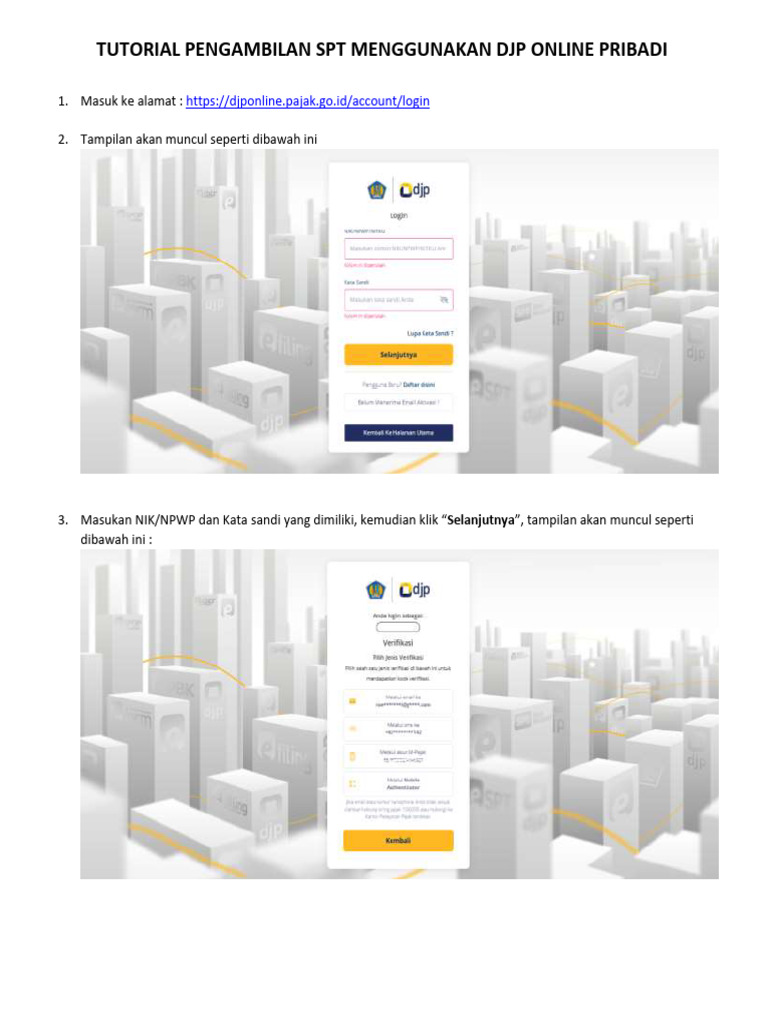 Tutorial Pengambilan SPT Menggunakan DJP Online Pribadi | PDF