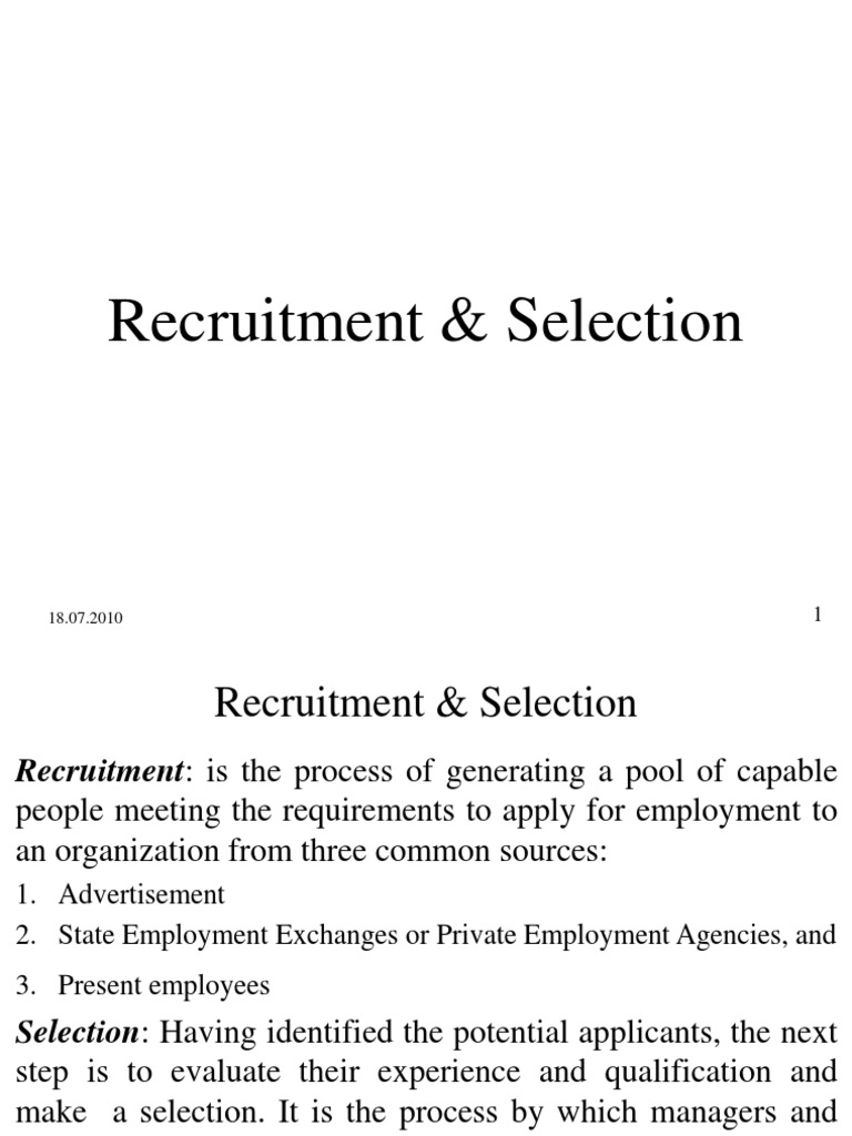 Recruitment and Selection Process Guide | PDF | Recruitment ...