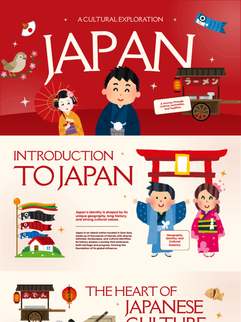 Red and White Illustrated Japan Cultural Exploration Presentation | PDF ...