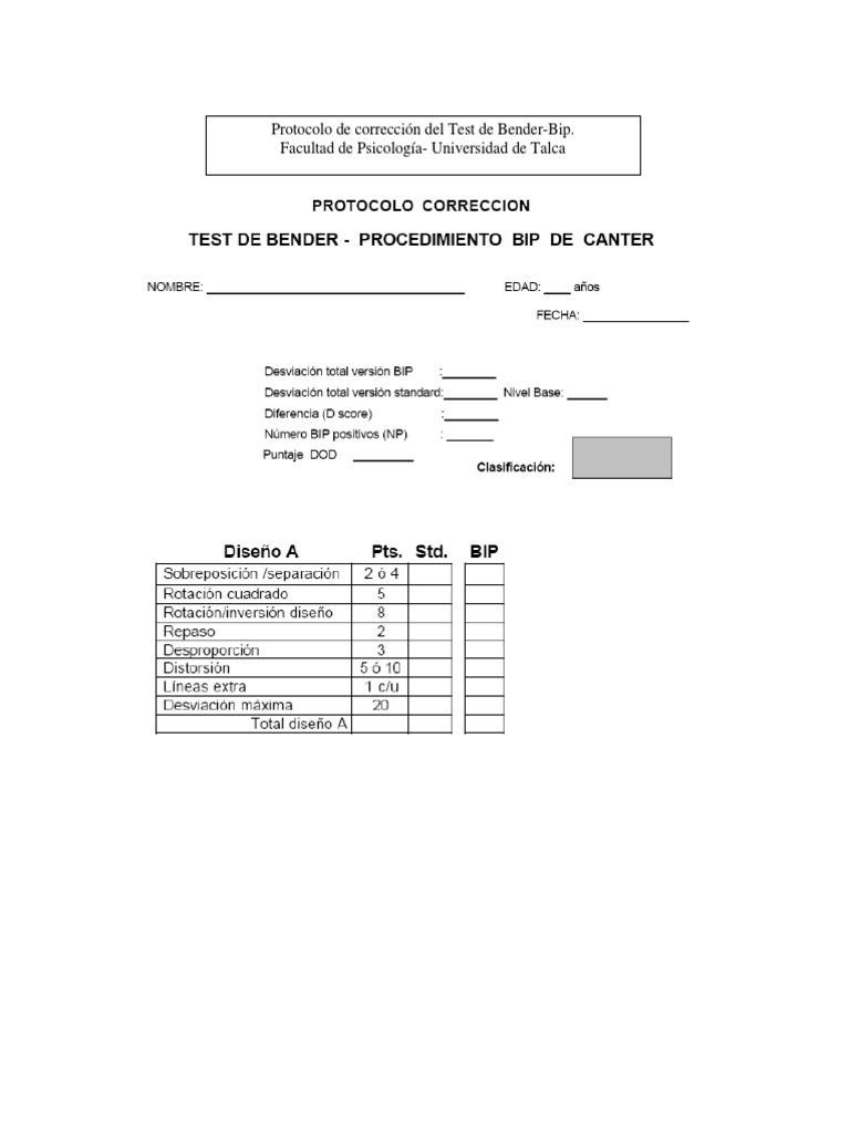 Protocolo Bender Tarjetas | PDF