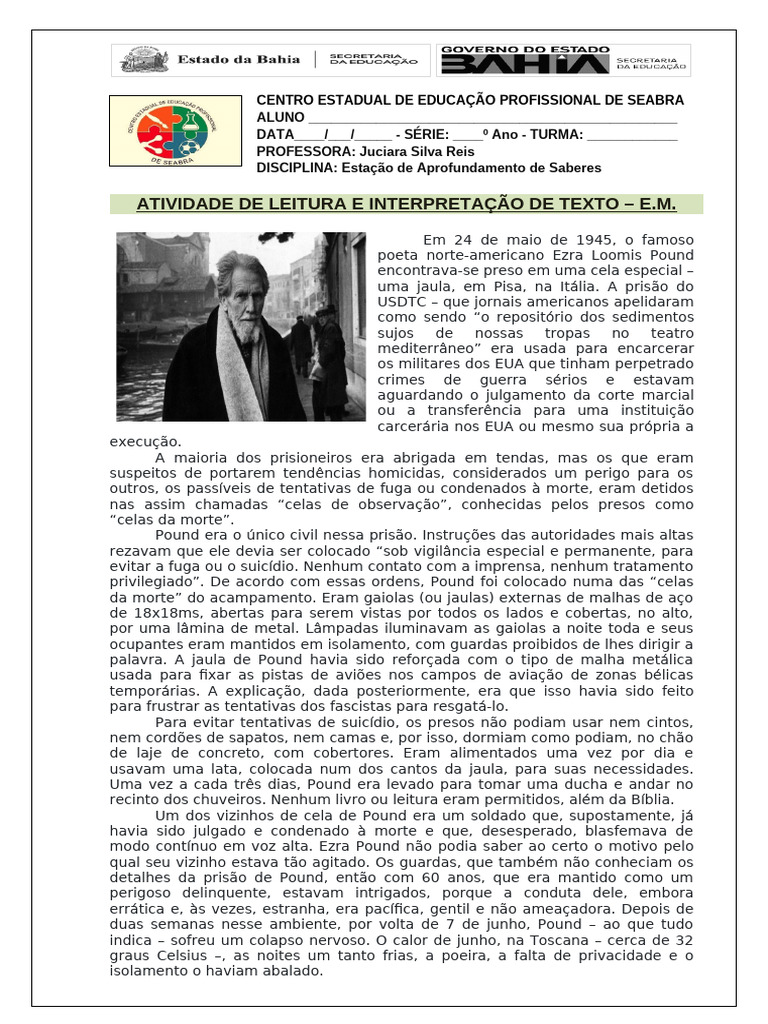 Ceeb - Apostila Interpretação Ezra Pound - Ces Seabra | PDF | Benito ...