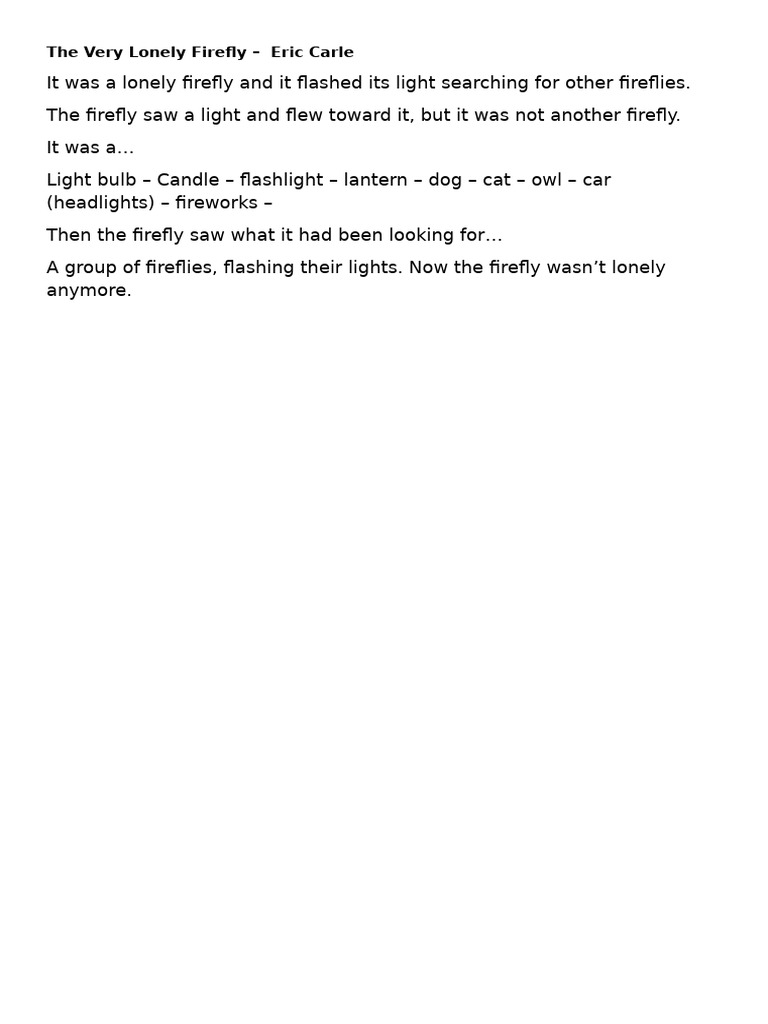 The Very Lonely Firefly | PDF