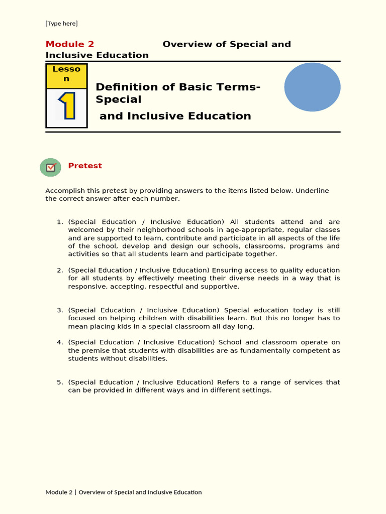 PROF ED 102 Module 2 Lesson 1 | PDF | Special Education | Inclusion ...