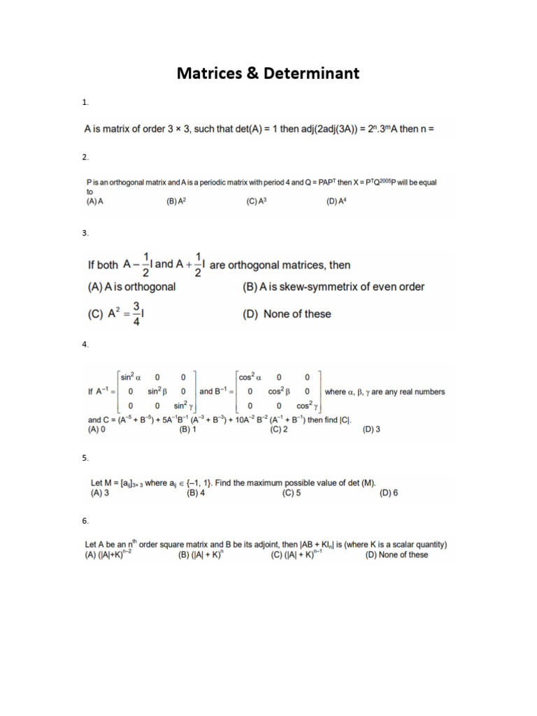 Matrices & Determinant | PDF