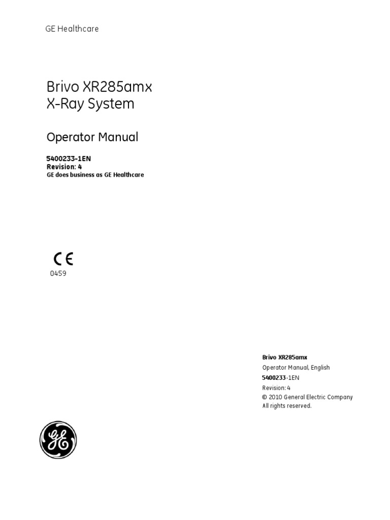 Operator Manual - Brivo XR285amx | PDF | Radiation Protection | Radiography