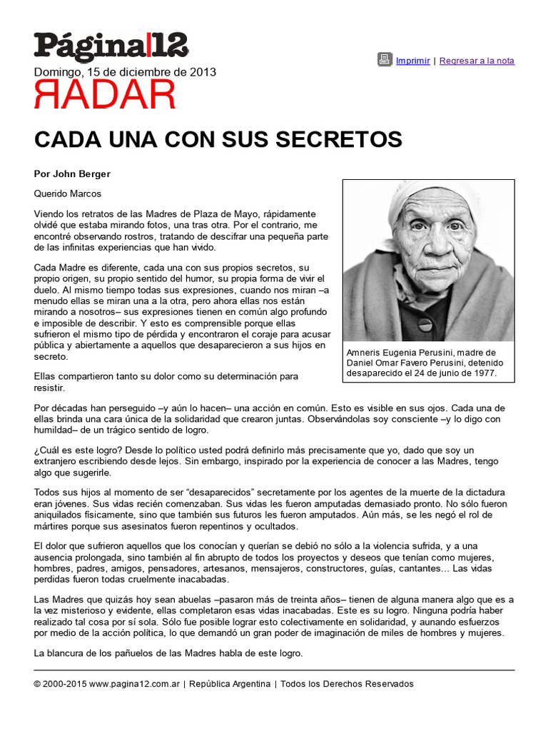 Página_12 __ Radar __ Cada Una Con Sus Secretos | PDF