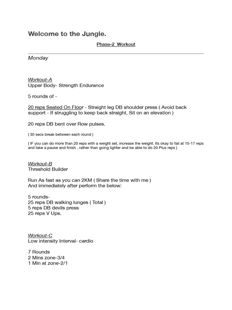 Phase 2 Workout | PDF | Physical Fitness | Physical Exercise