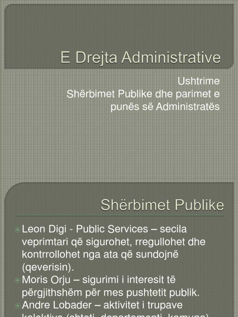 Sherbimet Publike Dhe Parimet e Punes Se Administrates | PDF