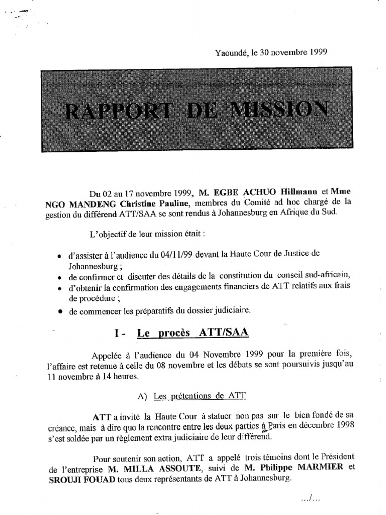 Rapport de Mission | PDF