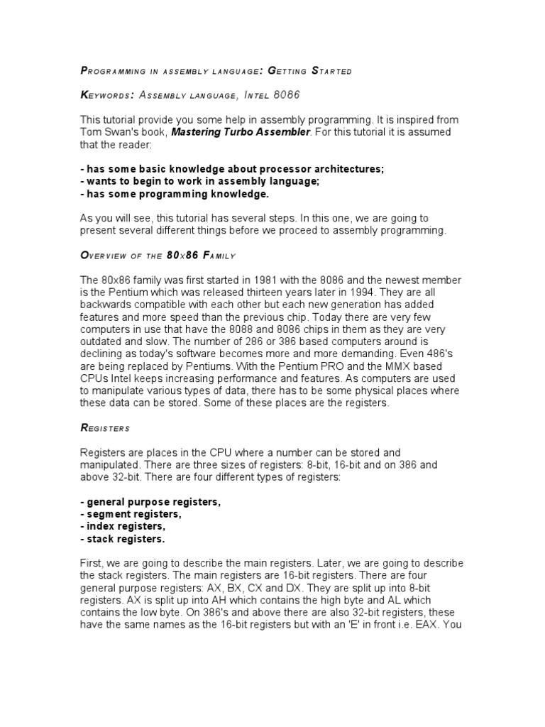 Programming in Assembly | Assembly Language | Instruction Set | Free 30 ...