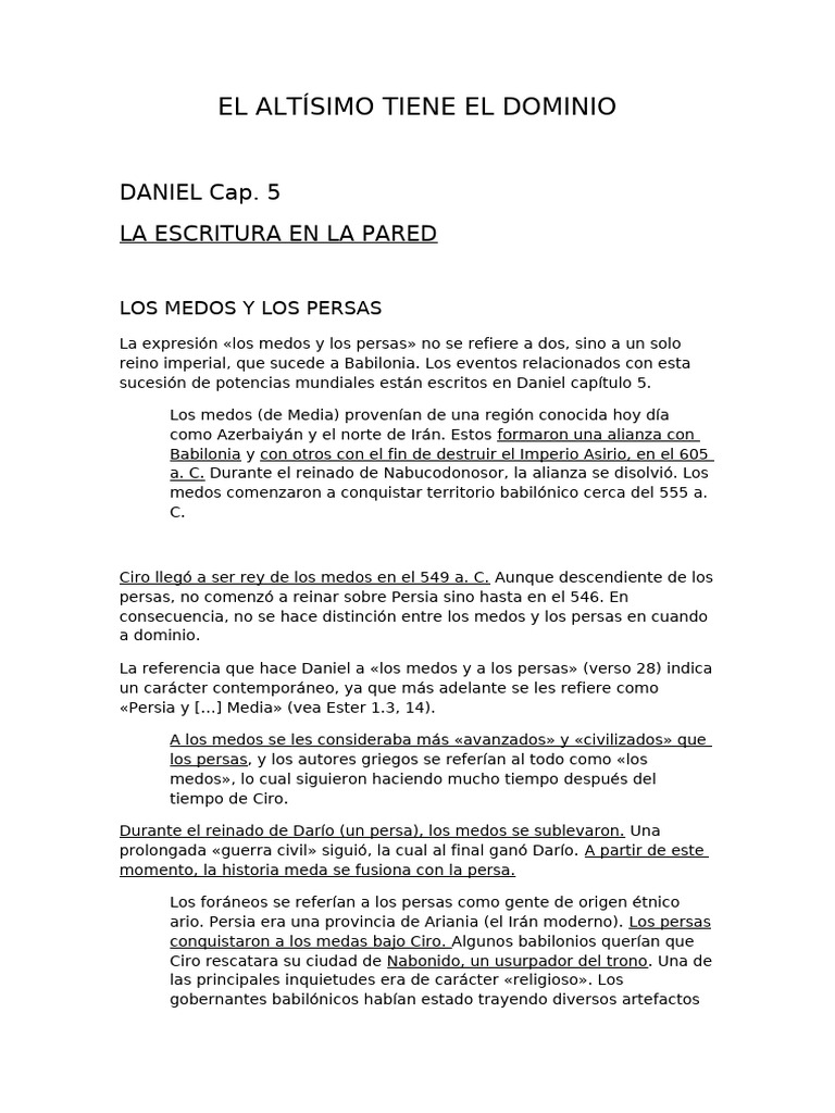 Libro Daniel Cap 5-8 | PDF | Daniel (figura bíblica) | Ciro el Grande