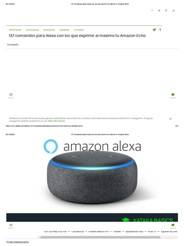 137 Comandos Para Alexa Con Los Que Exprimir Al Máximo Tu Amazon Echo | PDF