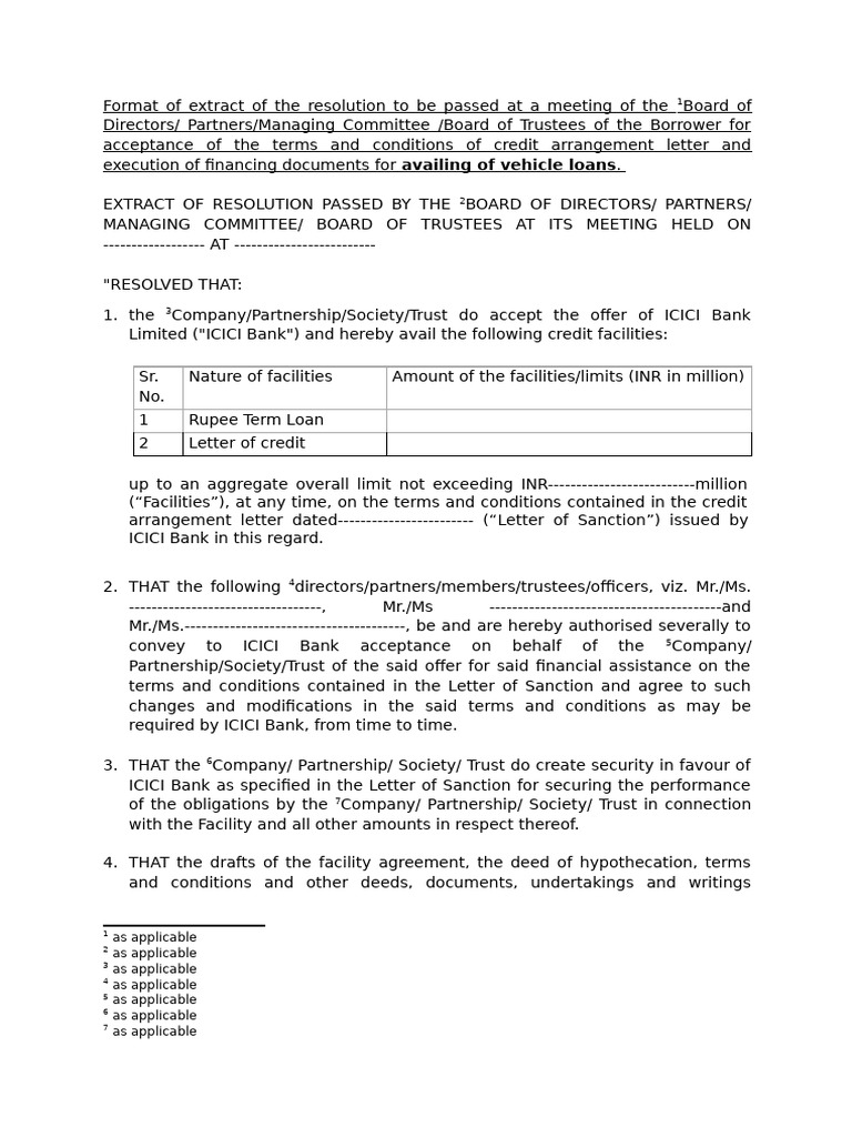 Board Resolution Format For Non Individual (LLP, Trust, Society ...