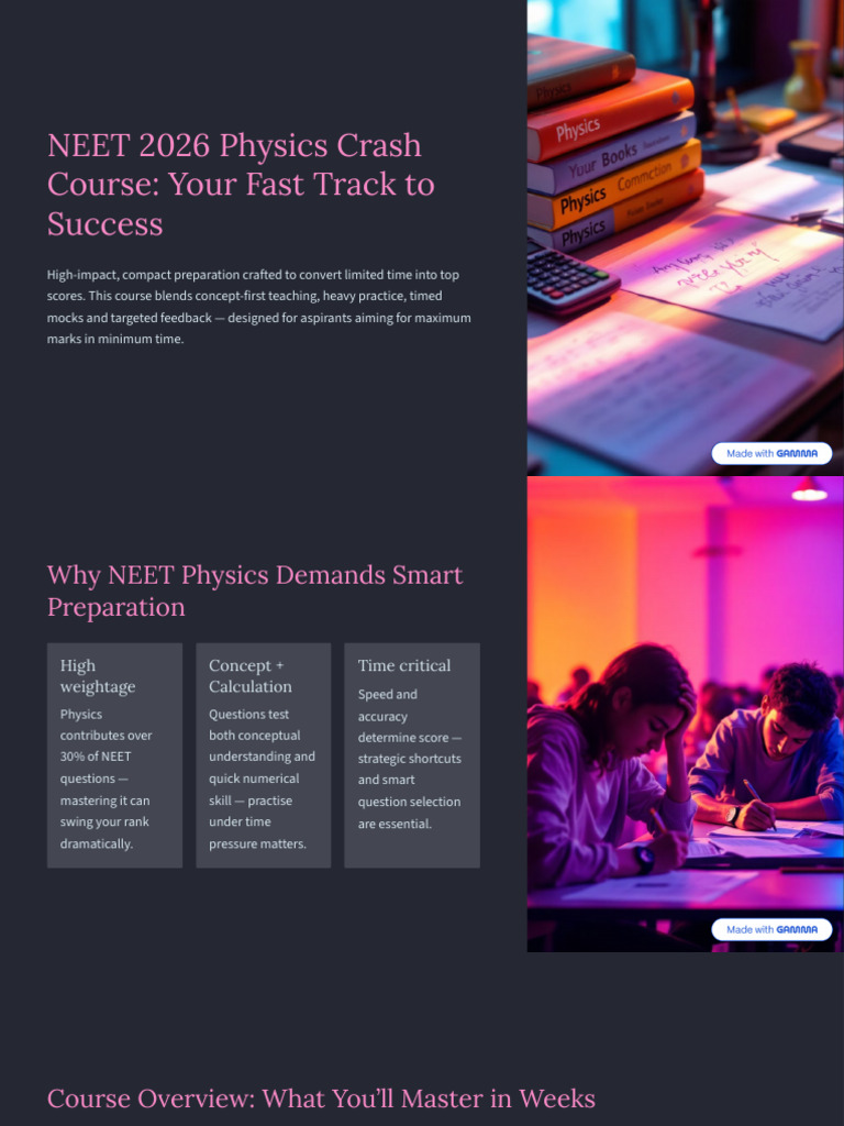 NEET 2026 Physics Crash Course Your Fast Track To Success | PDF ...