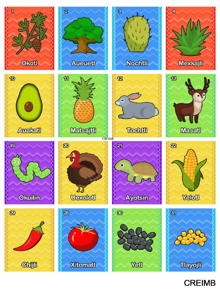 Lotería Náhuatl Región Montaña Baja de Guerrero | PDF