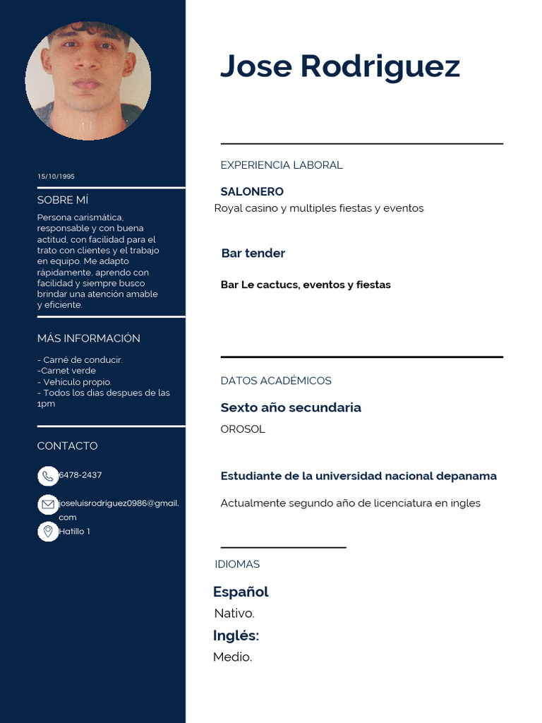 Currículum Corporativo Minimalista Azul Marino | PDF
